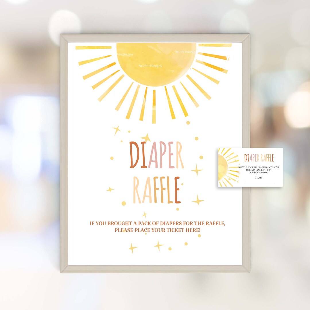 Diaper Raffle Cards and Sign • Sunshine Baby Shower Diaper Raffle ...