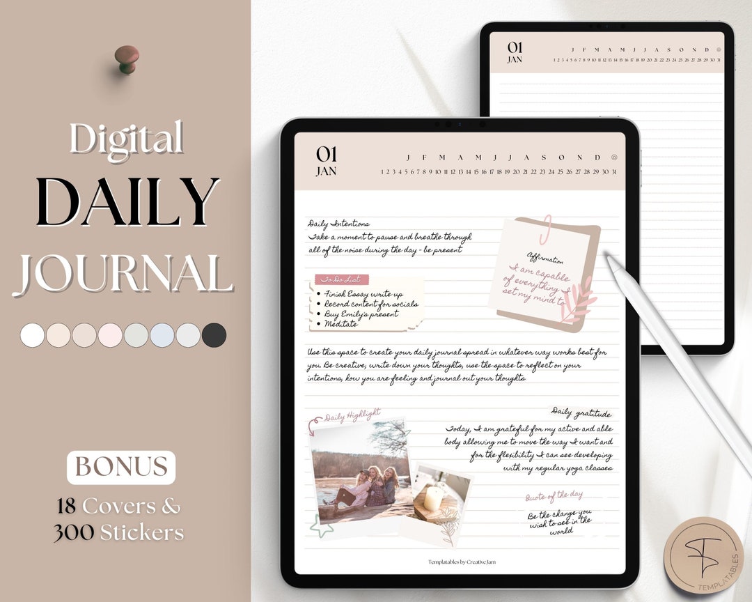 Goodnotes Journal Digital Daily Notebook Hyperlinked Digital - Etsy