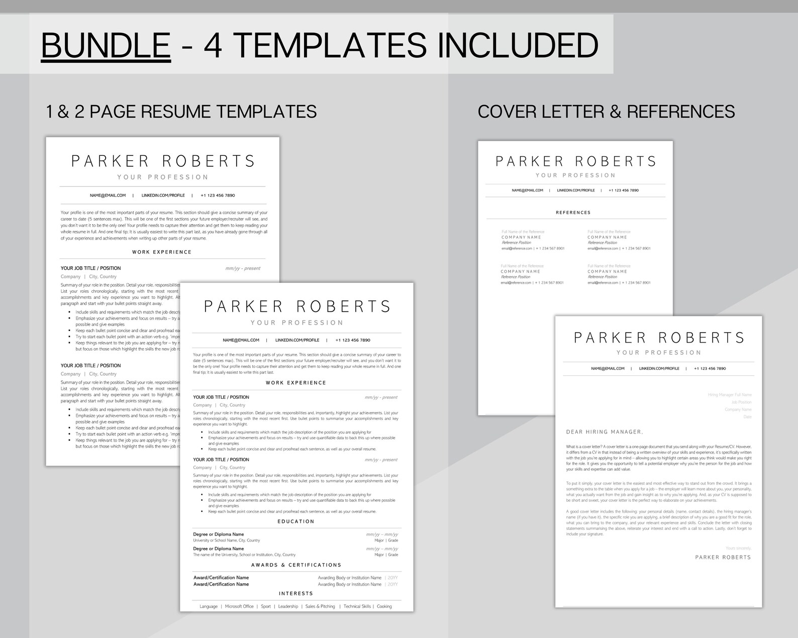2 Page Resume Template Word. CV Template Professional CV - Etsy UK