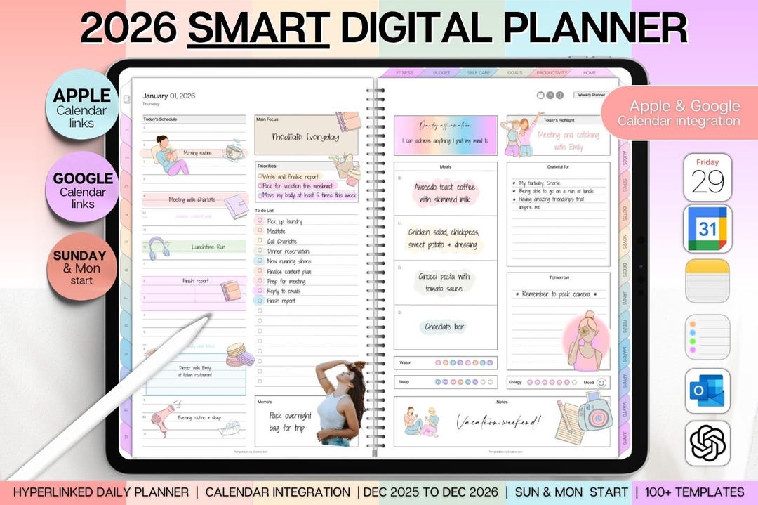 COLORFUL Digital Planner, 2026 Goodnotes Planner, Daily Weekly, Monthly ...