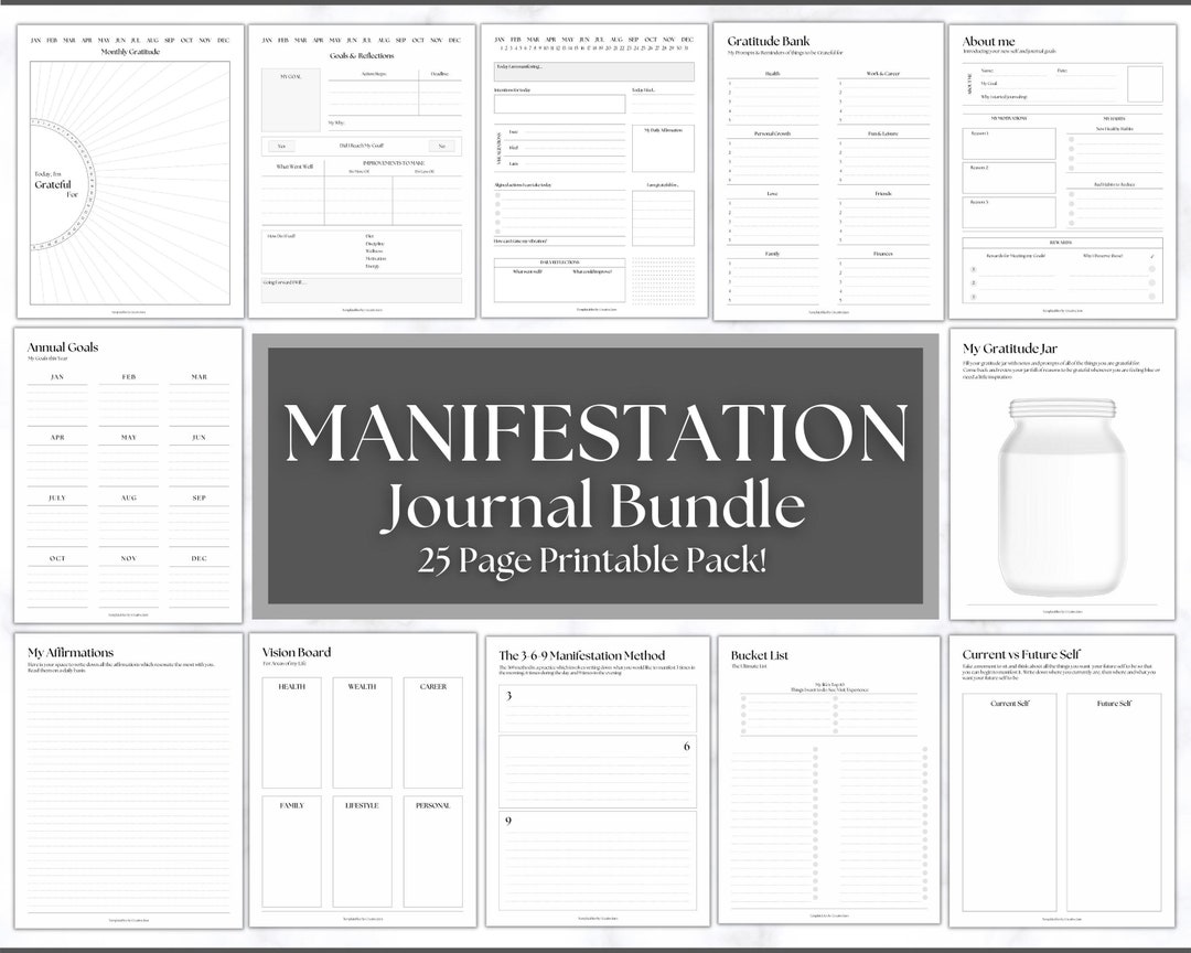 Manifestation Journal, Affirmation, Printable Kit, Law of Attraction ...