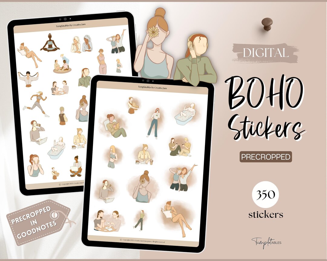 Boho Digital Stickers, Watercolor Digital Planner Sticker Pack, That ...