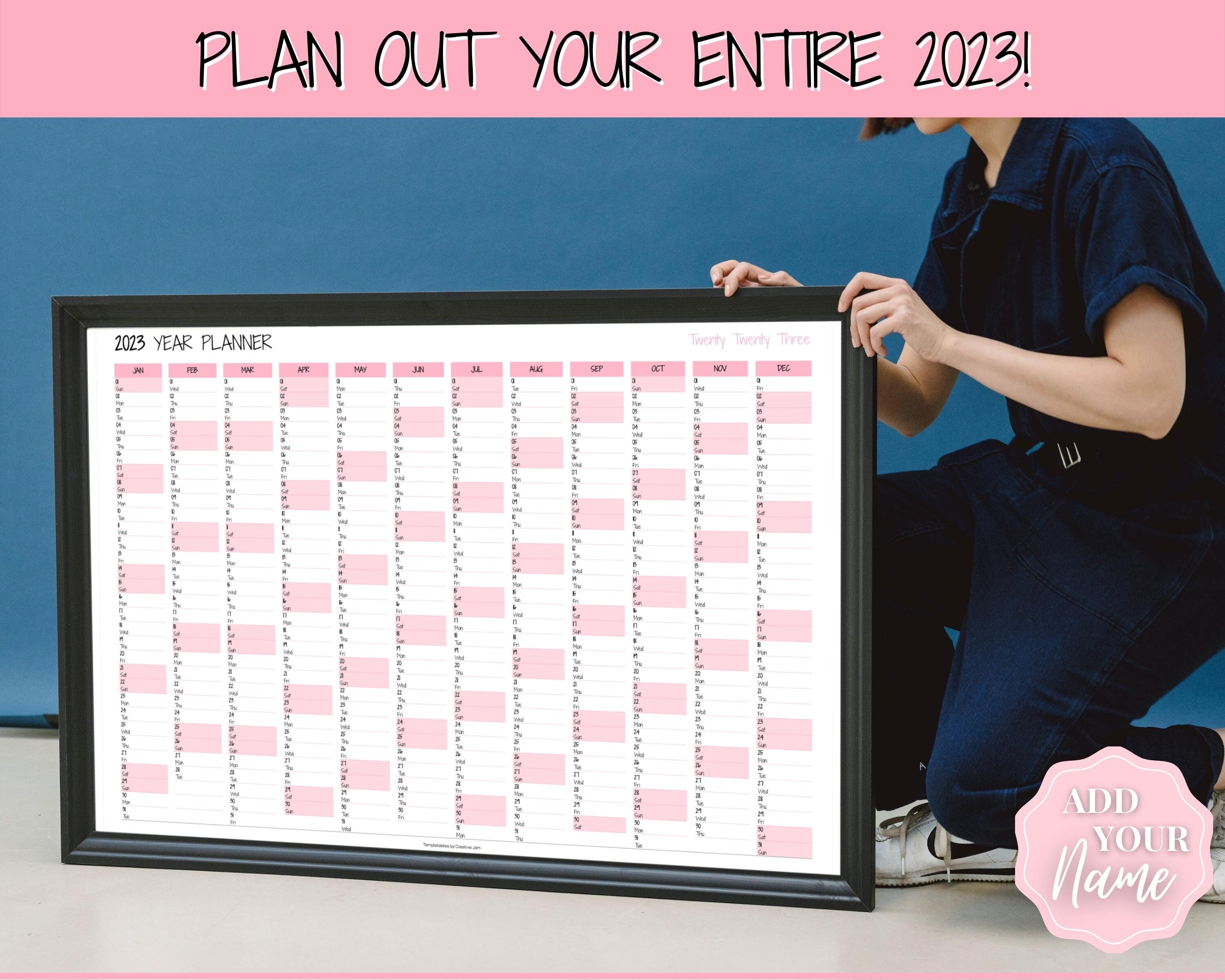 EDITABLE 2023 Wall Calendar Printable Large Yearly Calendar - Etsy Ireland