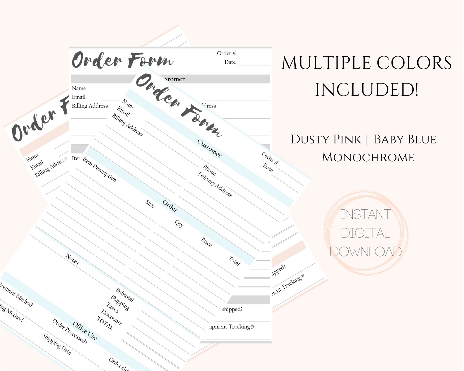 NEW Order Form Template. Printable PINK Customer Sales Order - Etsy UK