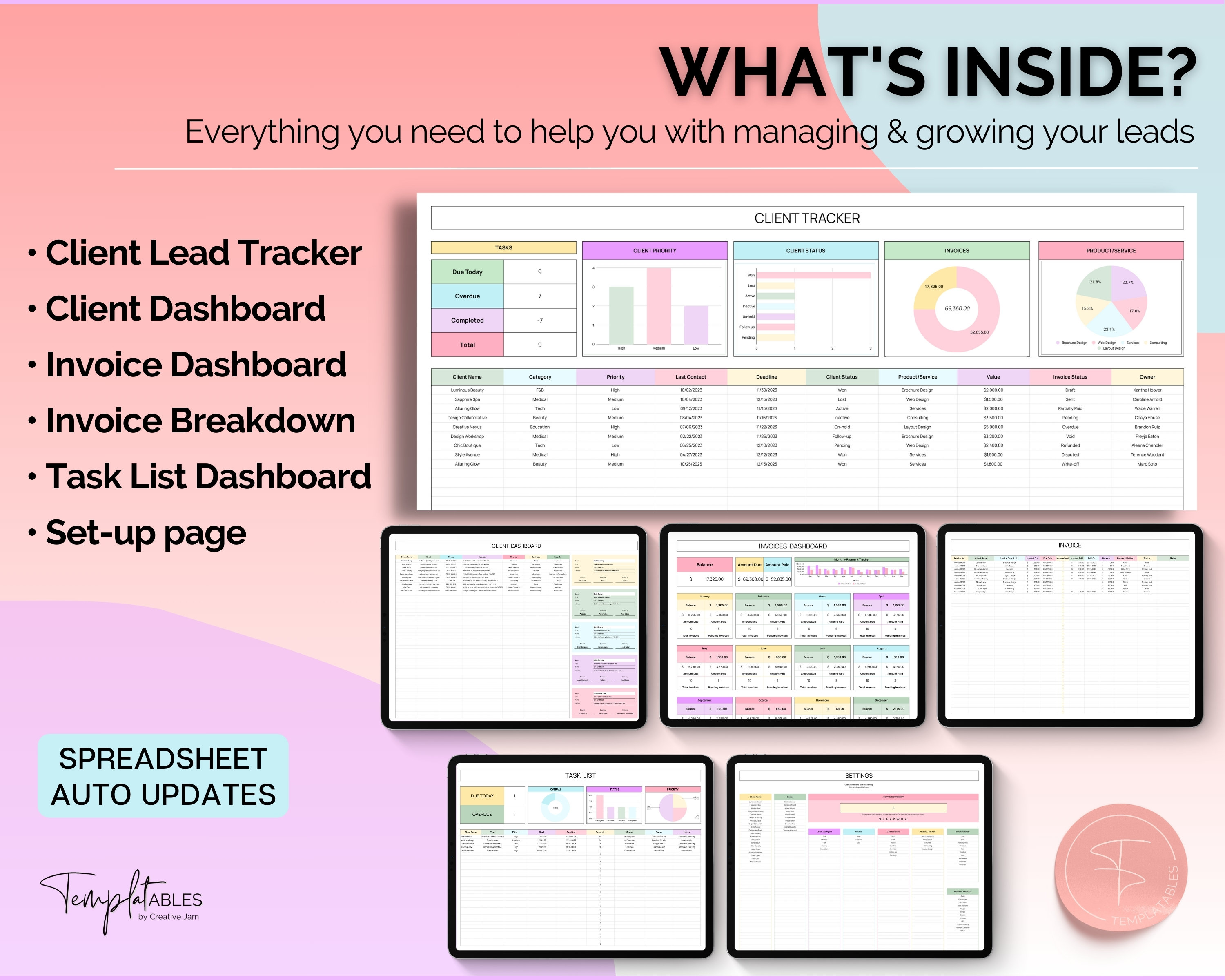 Lead Tracker Spreadsheet, CRM Client Tracker, Small Business Owner ...