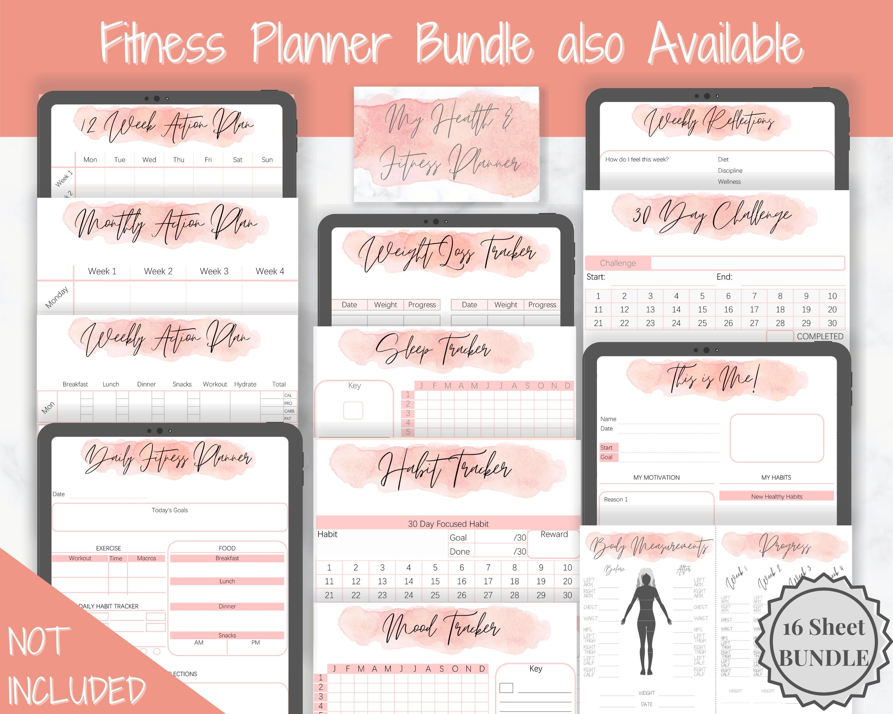 Body Measurement Fitness Planner for Weight Loss. Template | Etsy