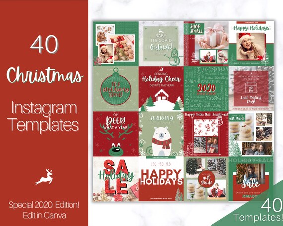 Christmas Instagram Templates. Happy Holiday Canva Template | Etsy
