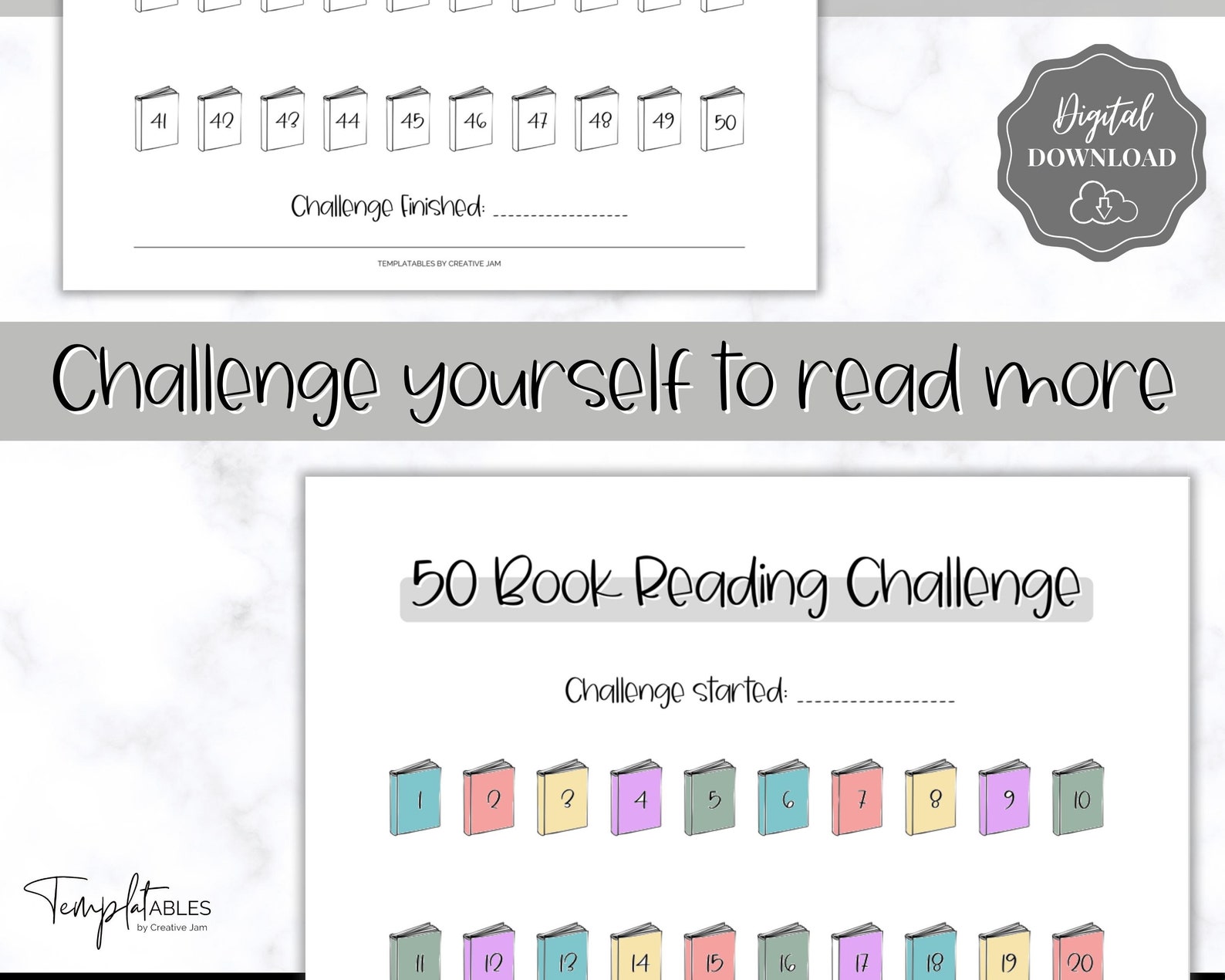 50 Book Challenge Printable Reading Challenge BUNDLE 50 - Etsy UK