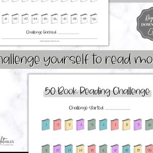 50 Book Challenge Printable, Reading Challenge BUNDLE, 50 Books, Kids ...
