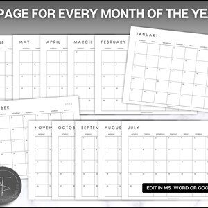 EDITABLE Monthly Calendar 2024 & 2025 Templates Included! Editable ...