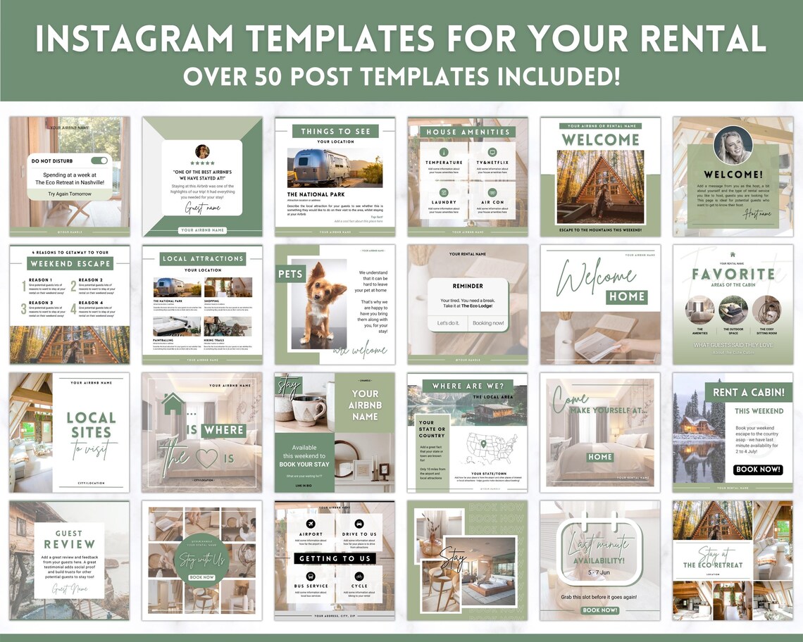 VRBO Template for Instagram Editable Social Media Posts - Etsy