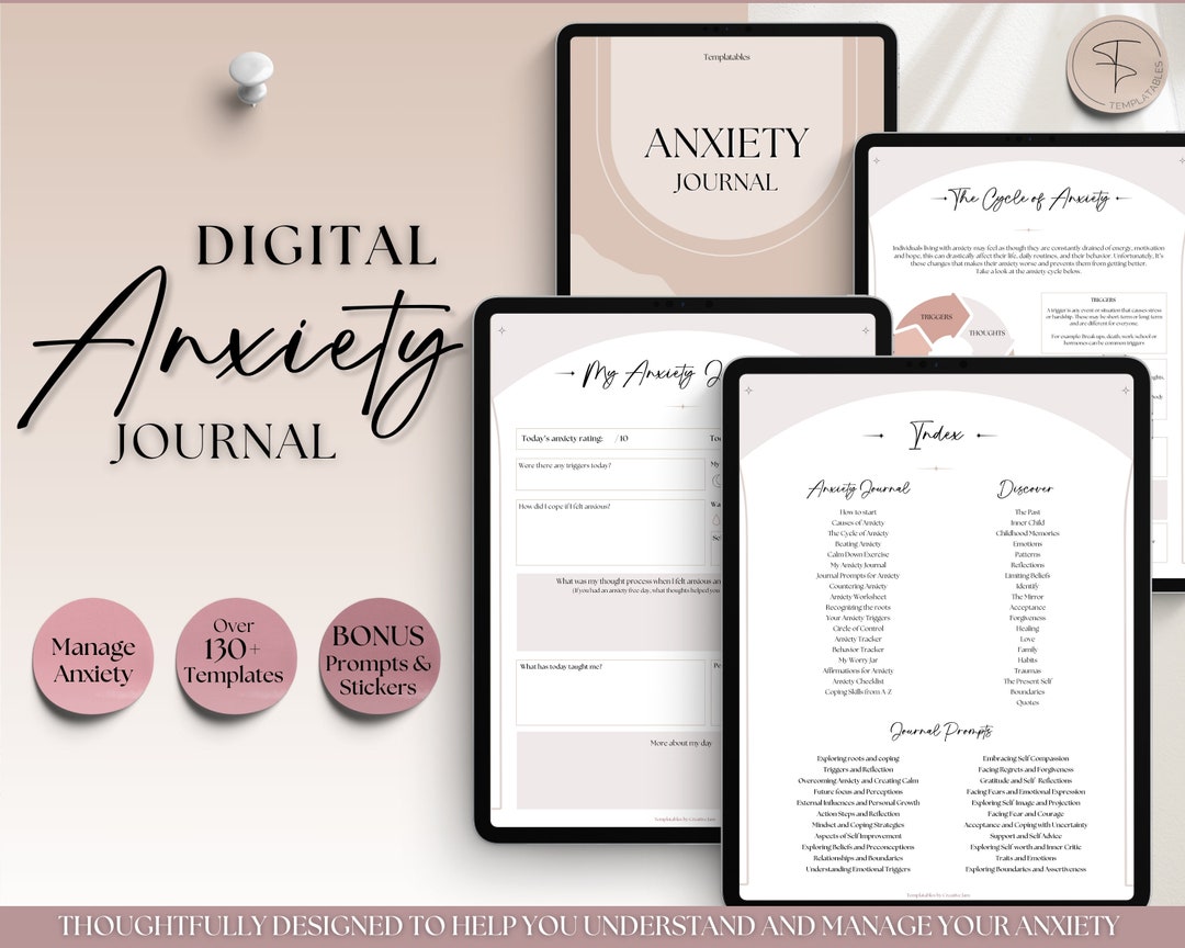 Digital Anxiety Journal, Anxiety Worksheets, Goodnotes Anxiety Relief ...