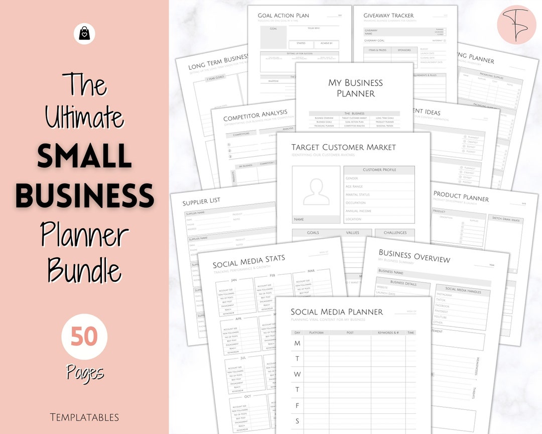 Printable Small Business Planner BUNDLE, Business Planner, Side Hustle ...