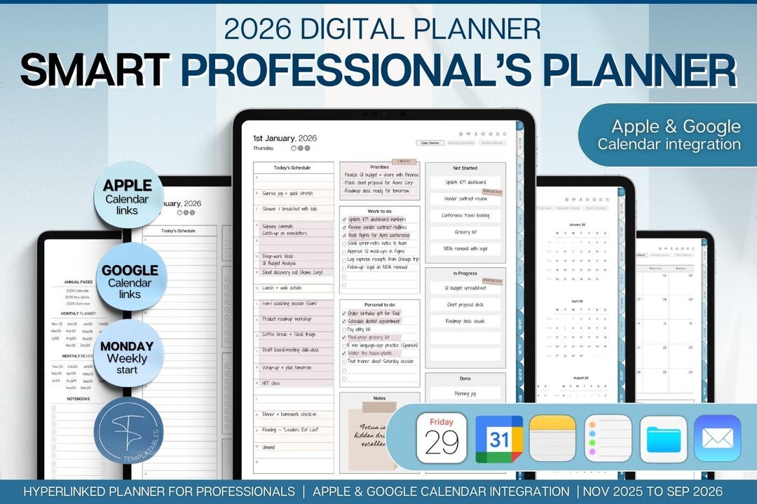 PROFESSIONAL'S Digital Planner, 2026 Daily Weekly, Monthly Planner ...