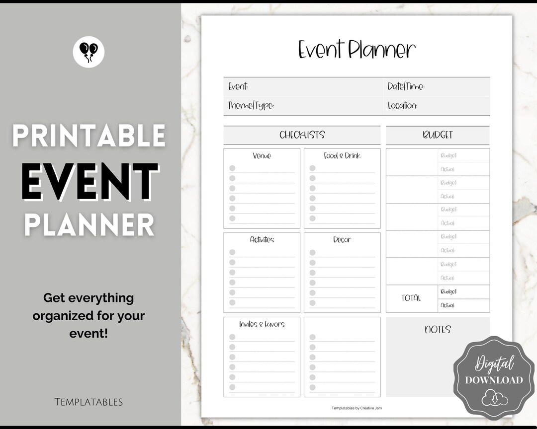 Printable Event Planner Template, Party Planner, Birthday, Wedding ...
