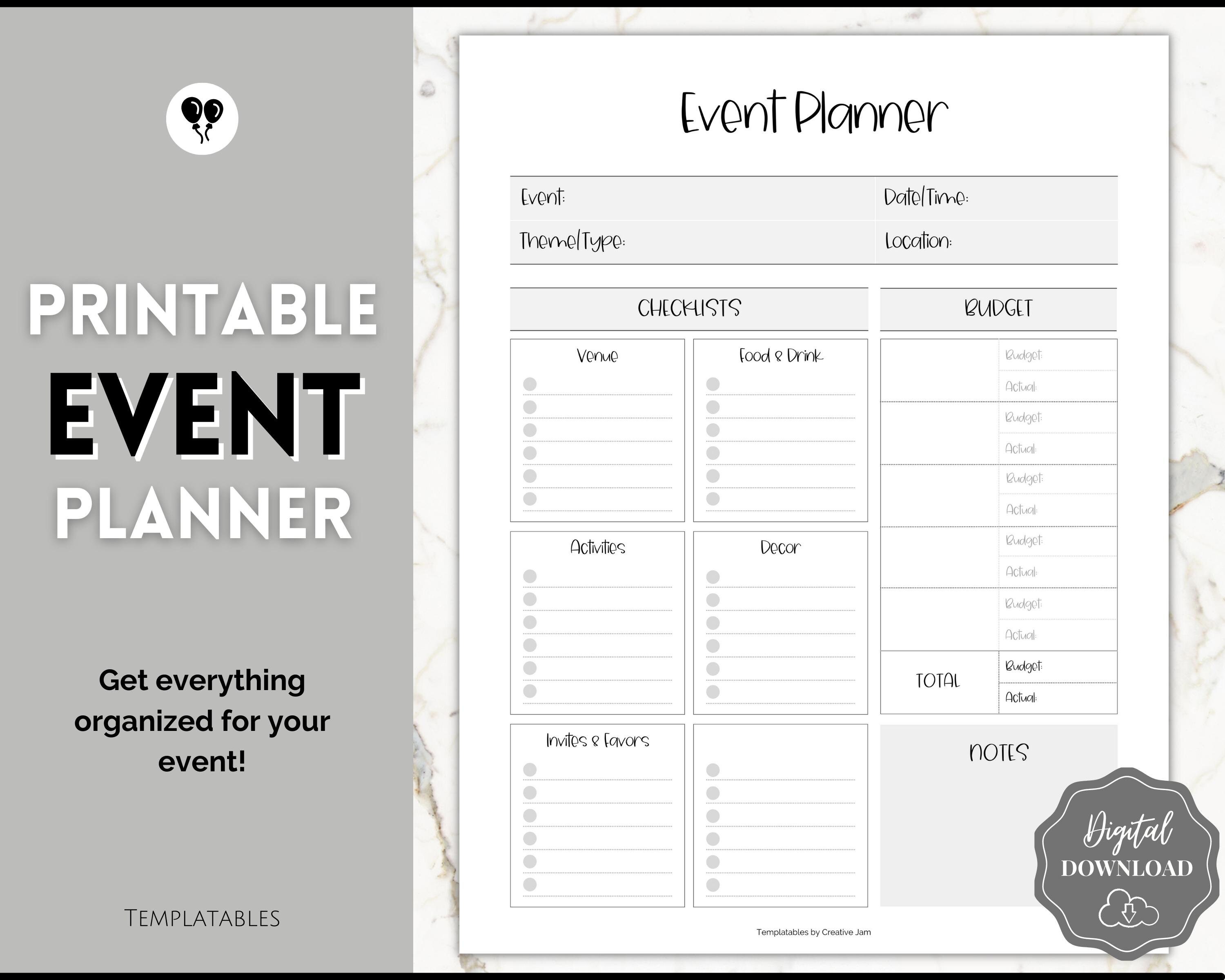 Printable Event Planner Template Party Planner Birthday - Etsy