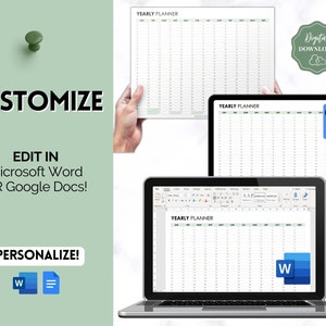 EDITABLE Perpetual Calendar, Undated Year at a Glance, Reusable ...