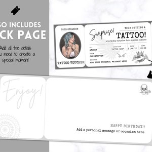 Tattoo Ticket Template, EDITABLE Tattoo Gift Card, Tattoo Gift Voucher ...