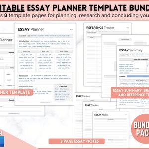 EDITABLE Essay Planner Bundle, Student Essay Writing Template, College ...