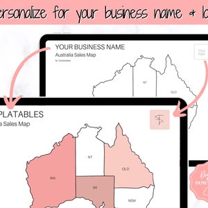Sales Tracker, EDITABLE Australia Sales Map, Etsy Business Sales Map ...
