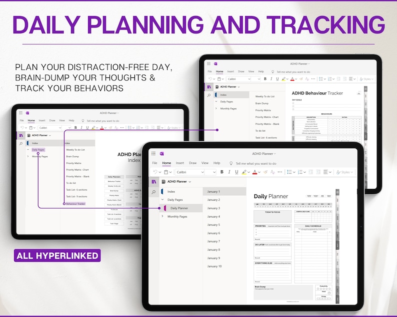 Onenote ADHD Planner, Digital Planner for Neurodivergent Adults, Brain ...