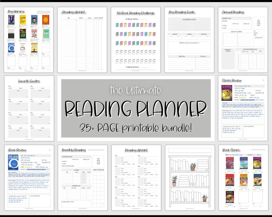 Reading Planner, Book Tracker, Printable Reading Challenge, Book Review ...