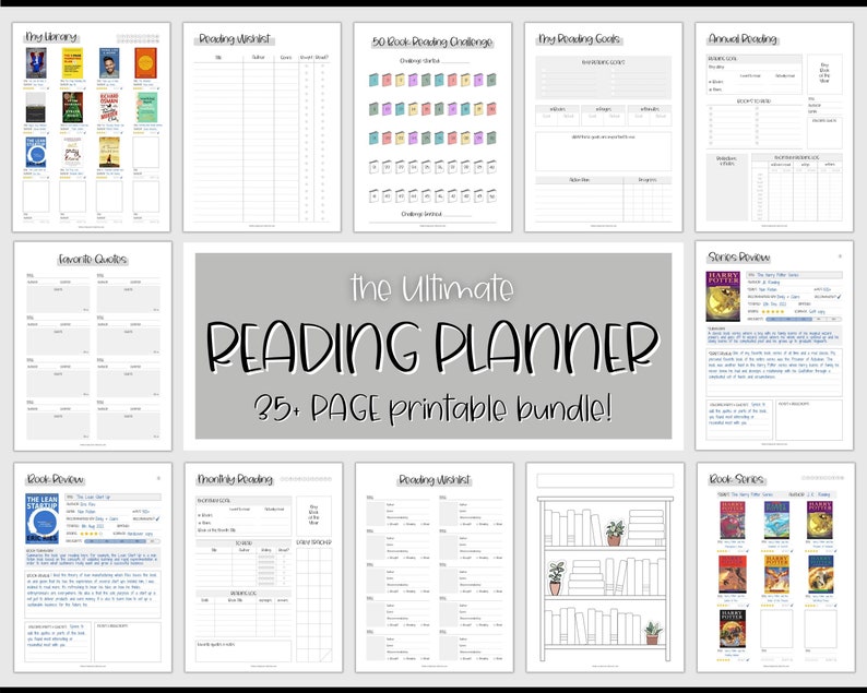 Reading Planner, Book Tracker, Printable Reading Challenge, Book Review ...