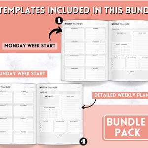 Printable Weekly Planner Template BUNDLE, Week at a Glance, Weekly ...