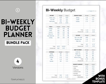 Biweekly Budget Planner, Bi-weekly Template, PDF Printable Paycheck ...