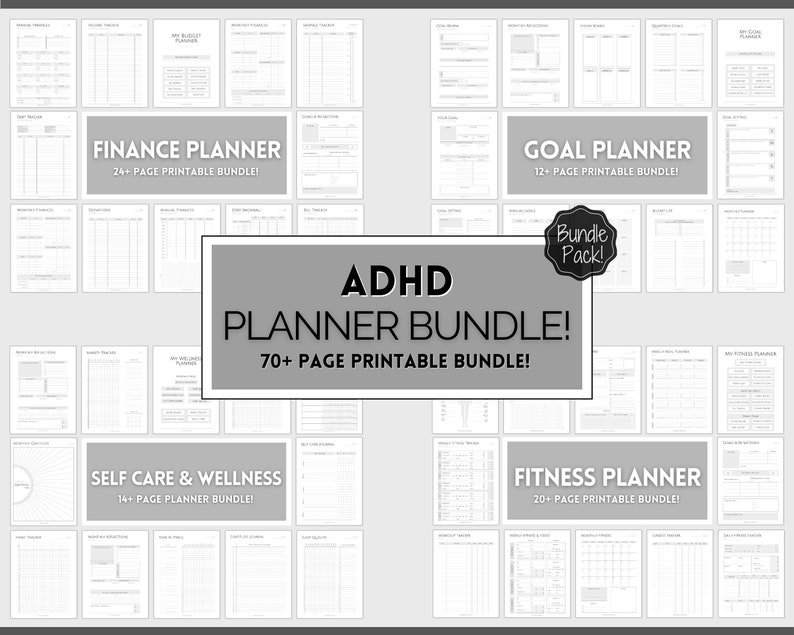 75 Pg ADHD Planner Bundle Printable ADHD Life Planner ADHD - Etsy
