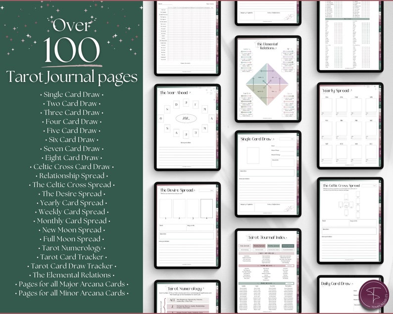 DIGITAL Tarot Journal Tarot Planner Workbook Daily Card - Etsy