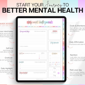 Digital Mental Health Journal, Self Care Digital Planner, Therapy ...