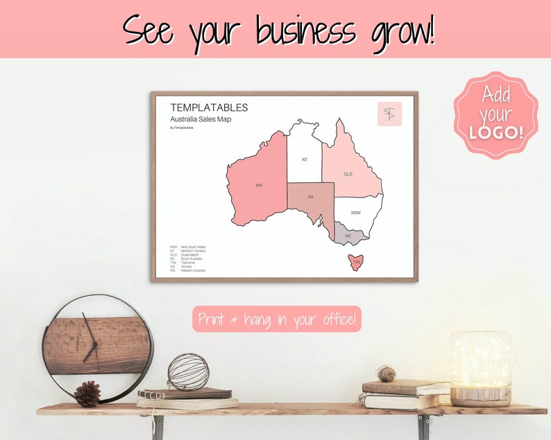 Sales Tracker, EDITABLE Australia Sales Map, Etsy Business Sales Map ...