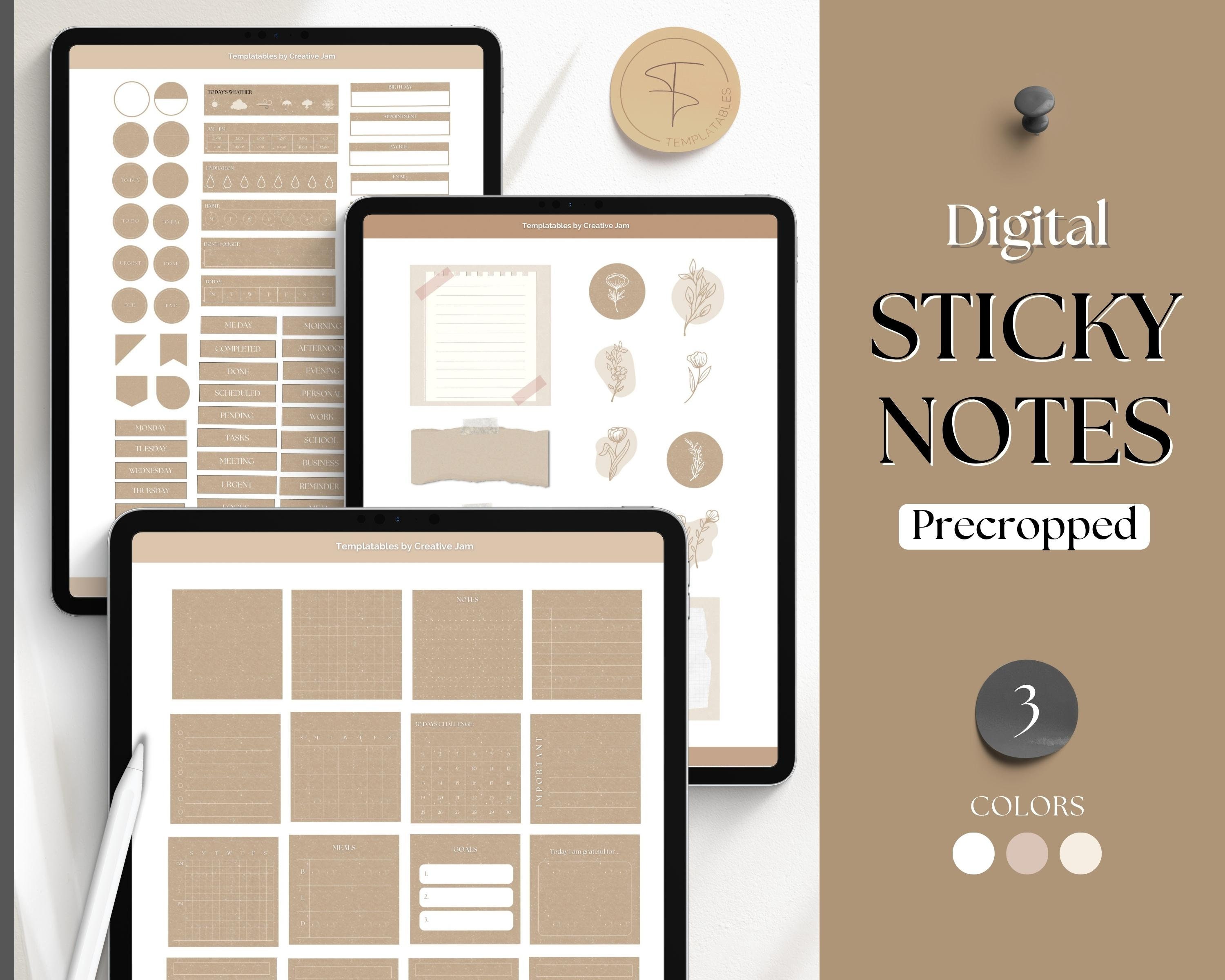 Digital Sticky Notes Digital Planner Sticker Pack Post It - Etsy