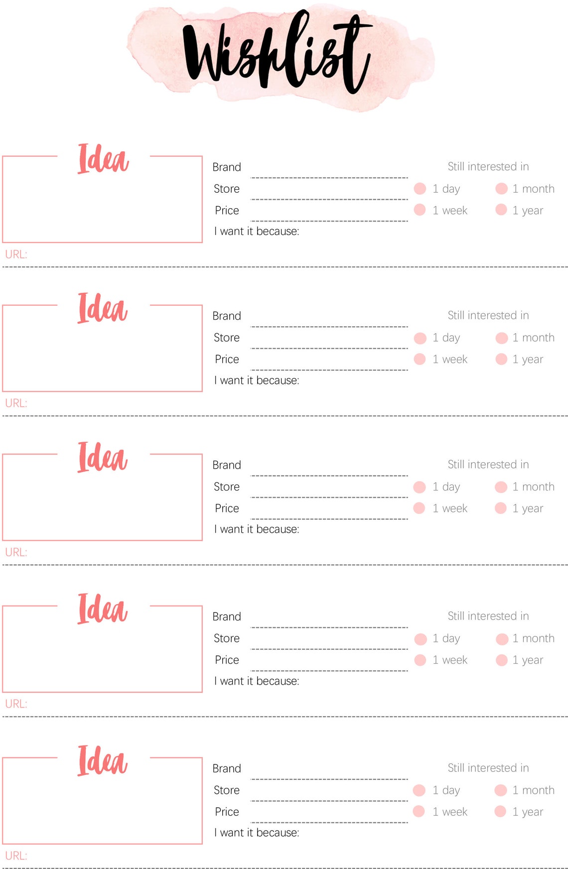 Wishlist Insert Printable Tracker Template. Christmas, Birthday ...