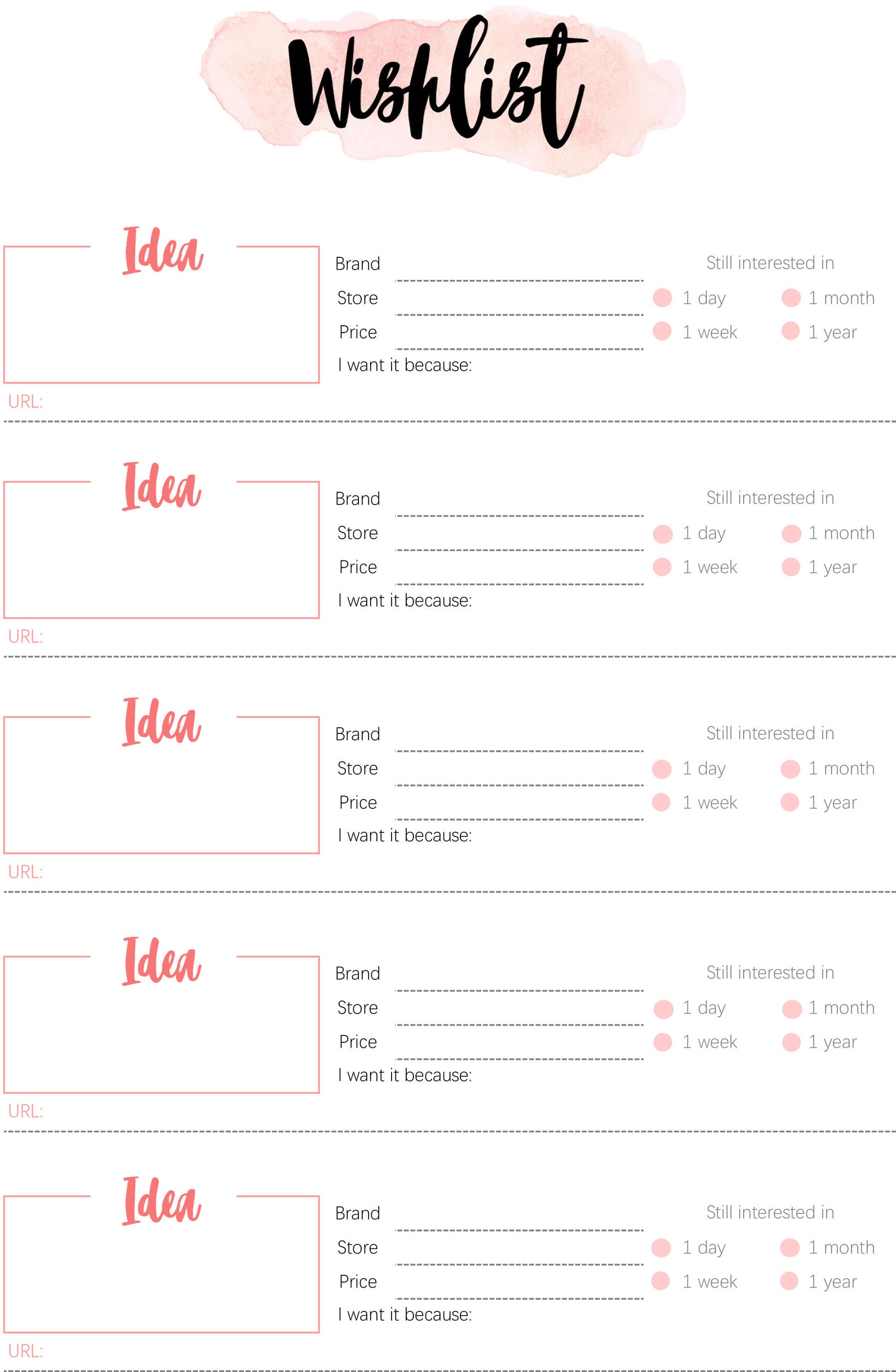Wishlist Insert Printable Tracker Template. Christmas, Birthday ...