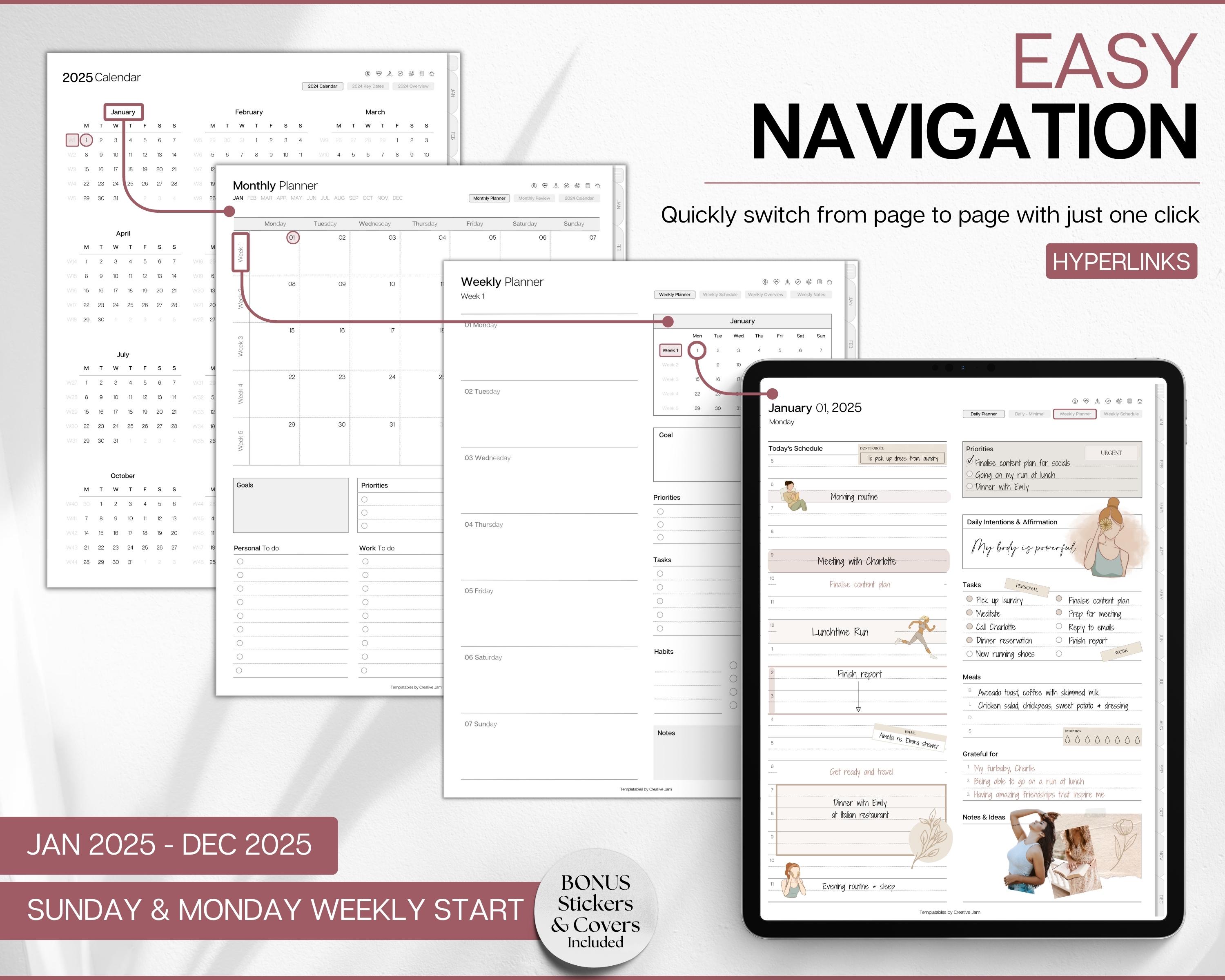 Digital Planner, 2025 Goodnotes Planner, Daily, Weekly, Monthly Planner ...