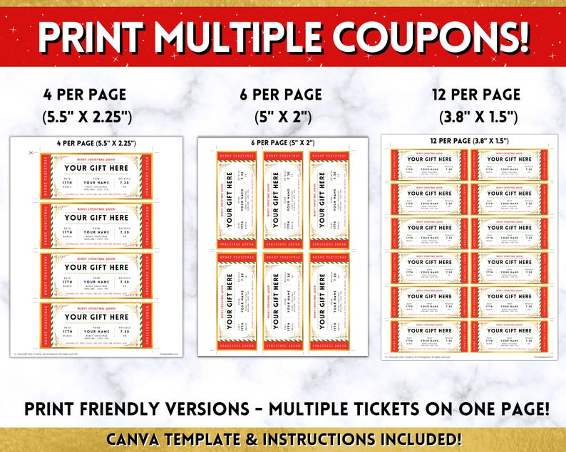 EDITABLE Event Ticket Template, Christmas Coupon, DIY Event Printable ...