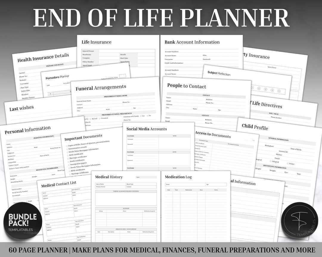 End of Life Planner, With Medical, Death, Estate, Funeral Planning ...