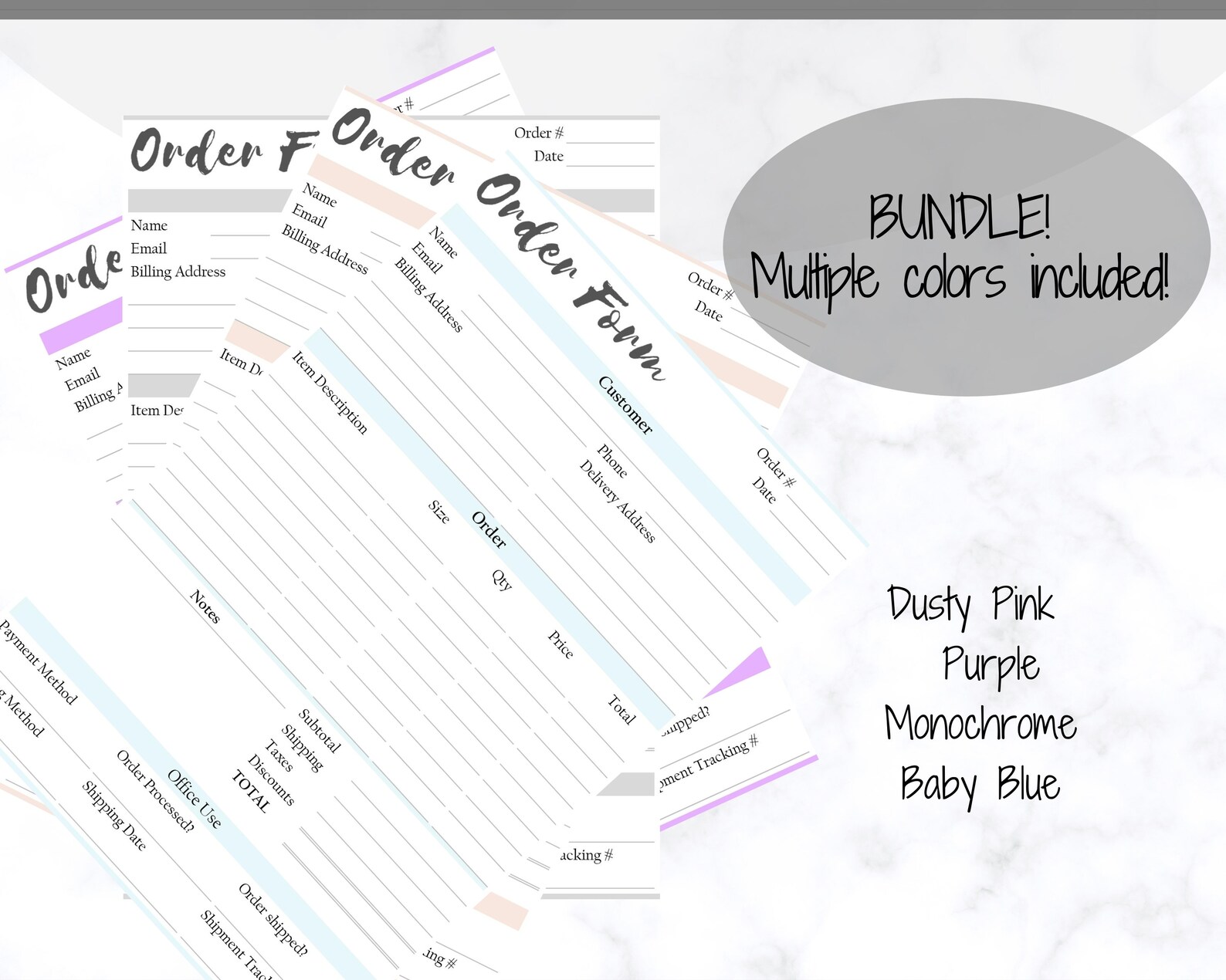 Order Form Template. EDITABLE PINK Customer Sales Order - Etsy