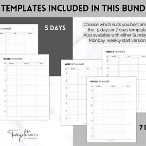 EDITABLE Weekly Planner Templates, Week at a Glance, Weekly Schedule ...