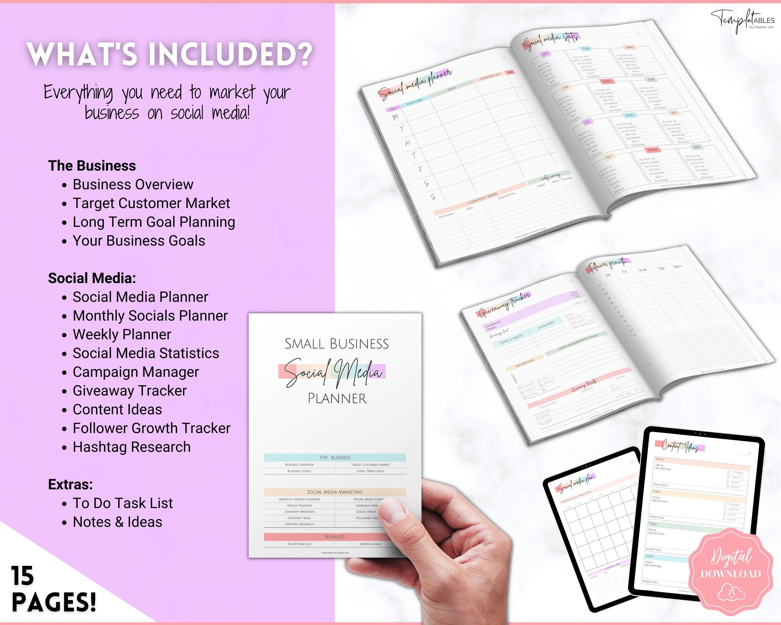 Small Business SOCIAL MEDIA Planner, Content Planner Printable ...