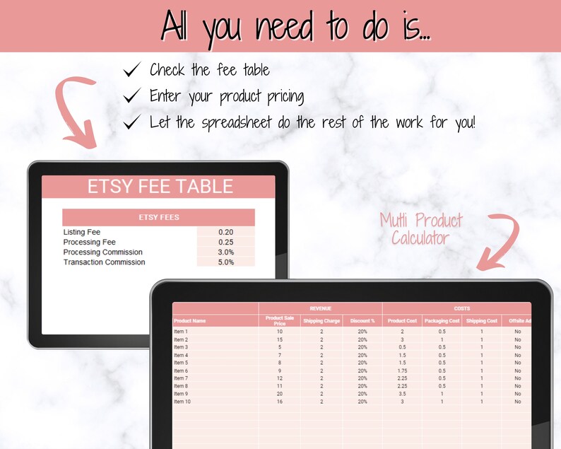 Etsy Profit Calculator Pricing Spreadsheet for Small Business - Etsy UK