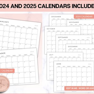 EDITABLE 2024 Monthly Calendar Template | 2024 & 2025 Included ...