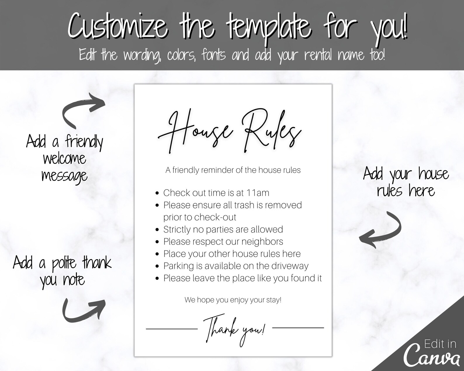 EDITABLE Airbnb Sign HOUSE Rules Template Checklist Airbnb - Etsy UK