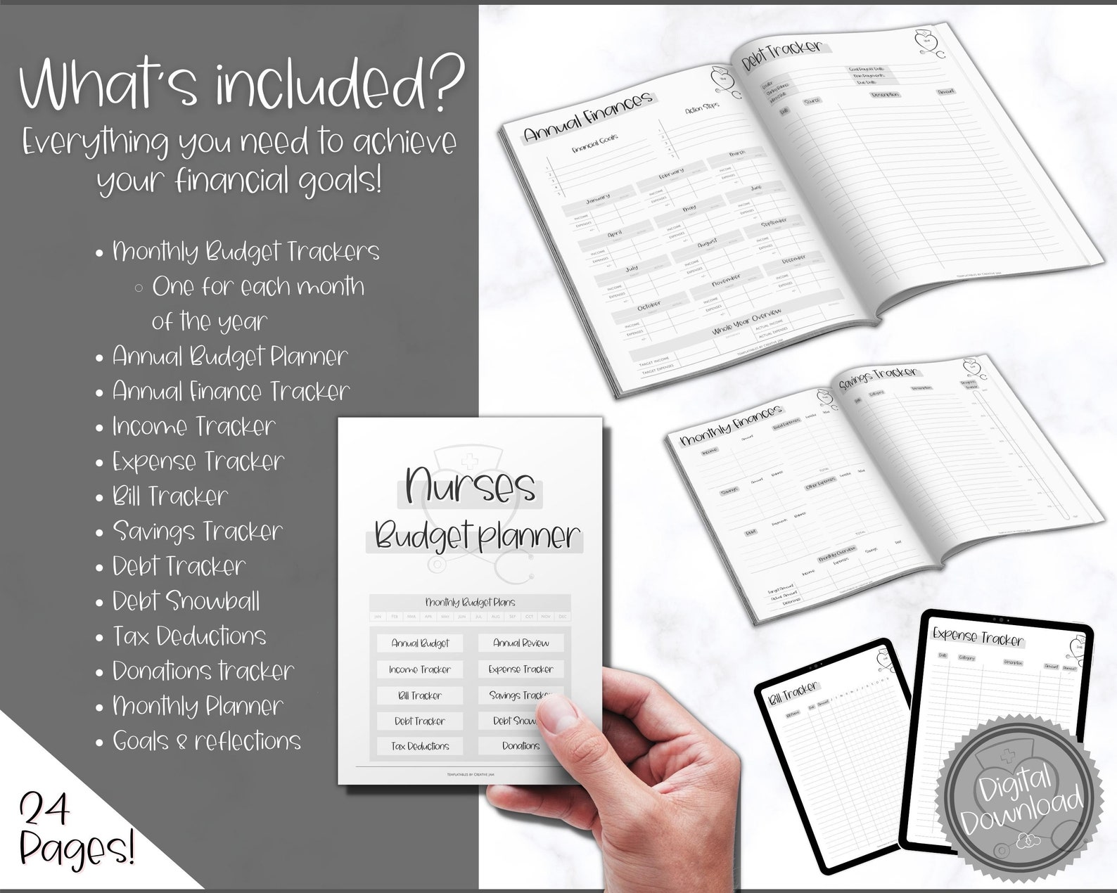 Ultimate NURSE Budget Planner Printable BUNDLE, Financial Tracker ...