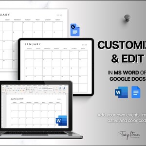 EDITABLE Monthly Calendar 2024 & 2025 Templates Included! Editable ...
