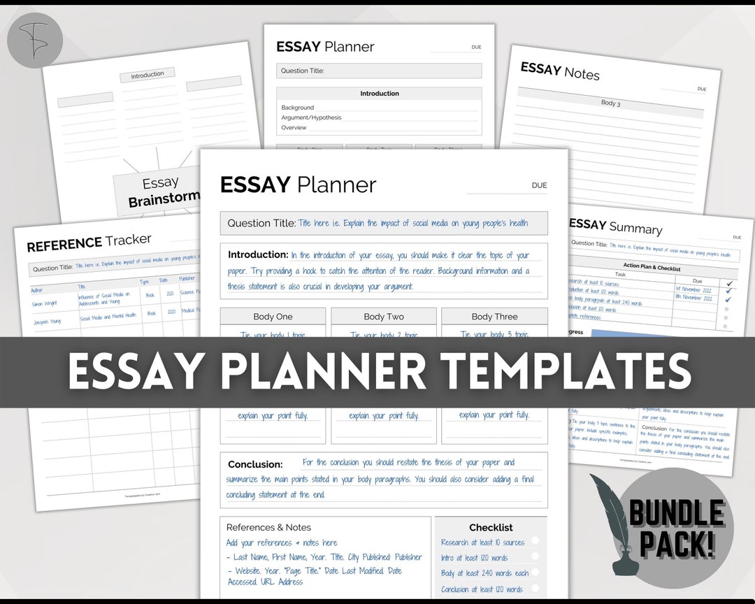 Printable Essay Planner BUNDLE for Students, Essay Writing Template ...
