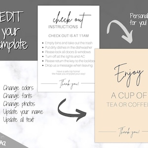 Airbnb Check Out Sign! Editable Checklist Template, House Rules, Airbnb ...