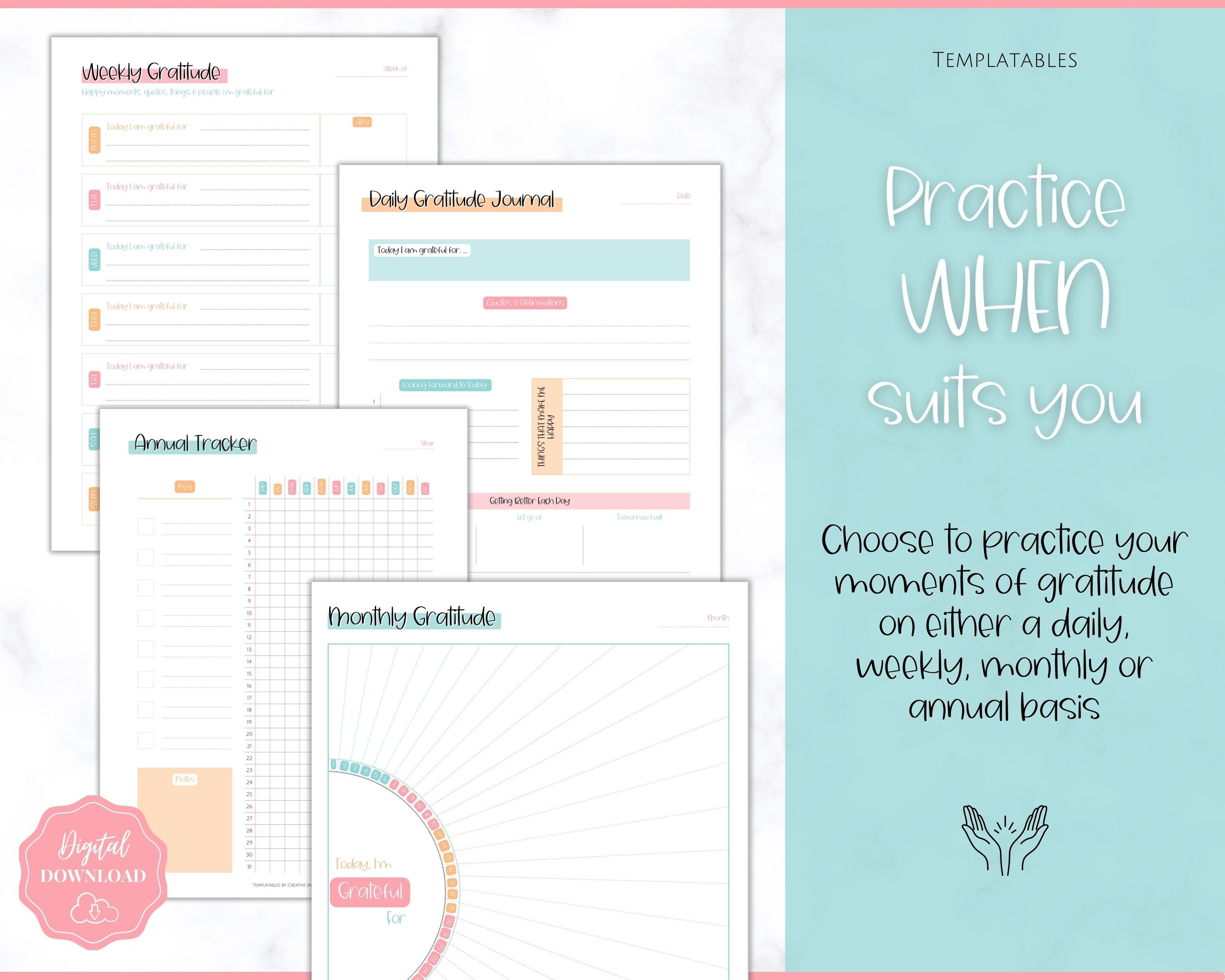 Printable Gratitude Journal BUNDLE! Mindfulness Log, Gratitude Template ...
